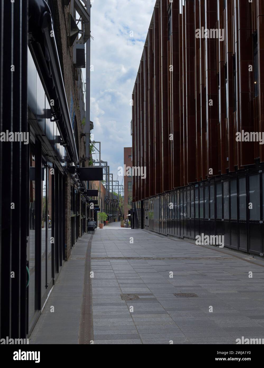 London - 03 06 2022: Detail of the stairs of Hawley Wharf along the ...