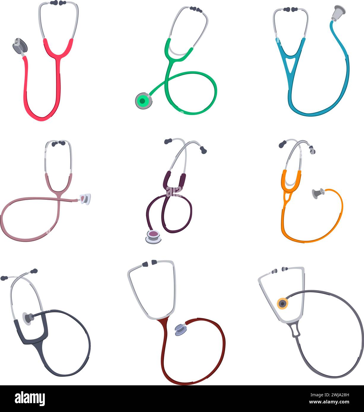stethoscope set cartoon vector illustration Stock Vector Image & Art ...