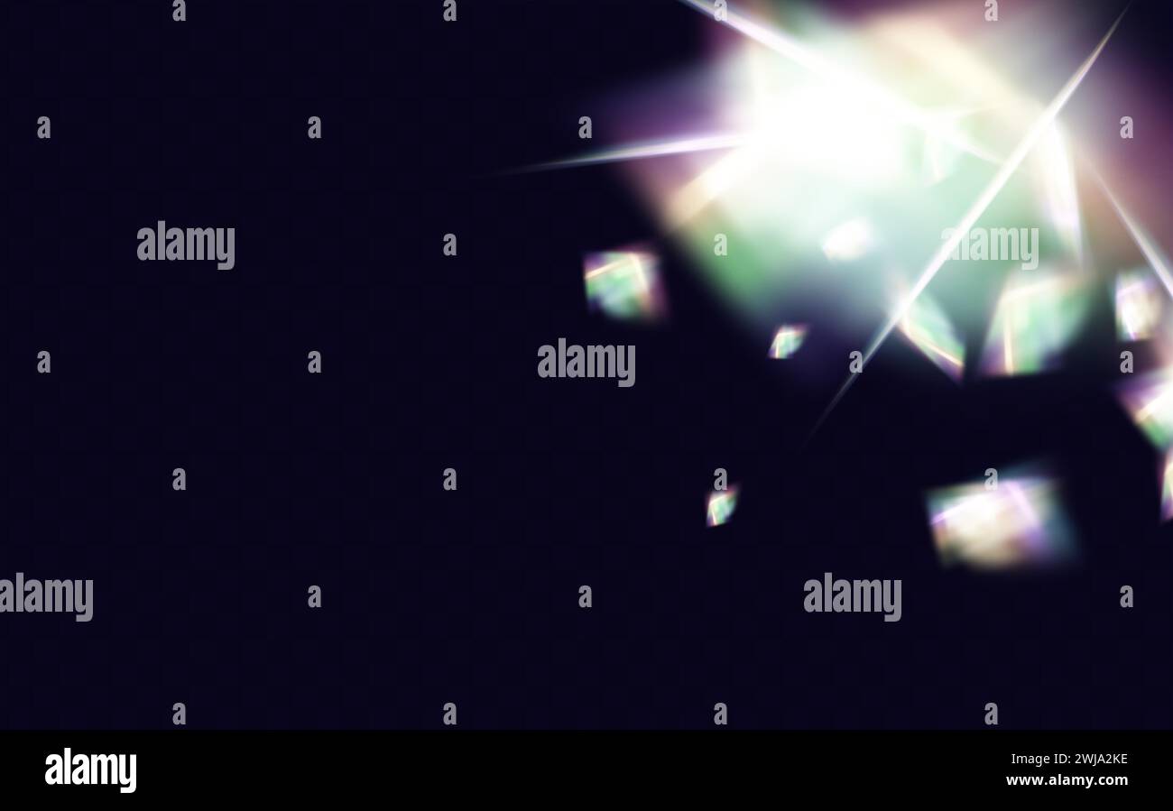 Overlay for backgrounds.Colourful vector lens, crystal rainbow light ...