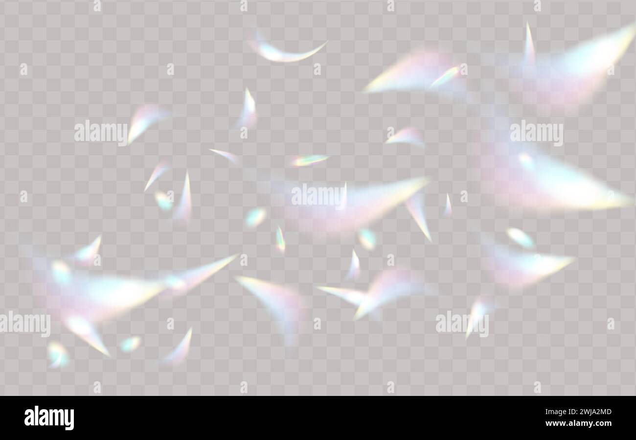 Overlay for backgrounds.Colourful vector lens, crystal rainbow light ...
