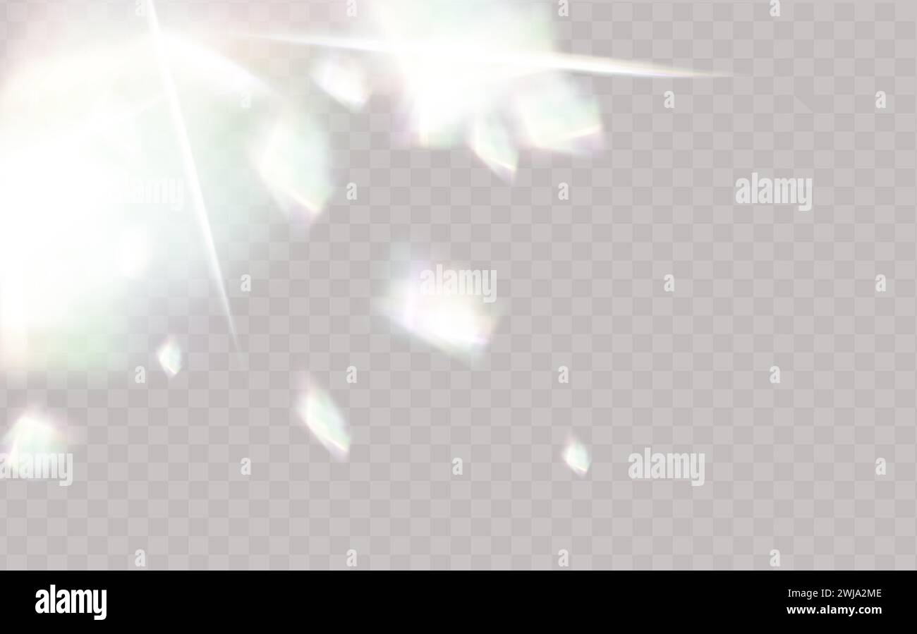 Overlay for backgrounds.Colourful vector lens, crystal rainbow light ...