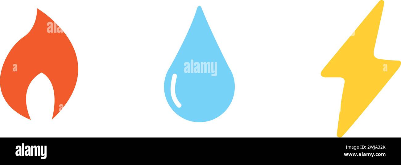 Gas, lightning and water icon. Electricity symbol. forbidden signs ...