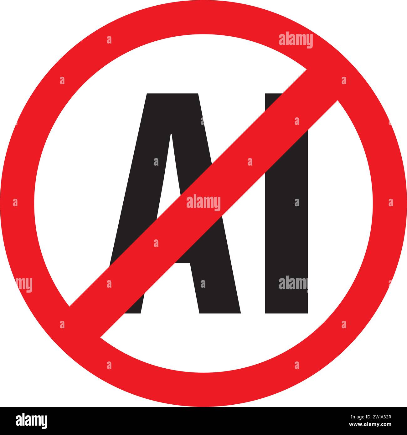 Not AI generated images icon. No artificial intelligence sign ...