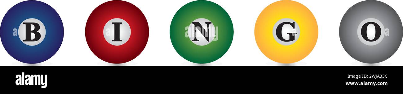 Set of brightly coloured bingo balls bouncing with shadows Stock Vector ...