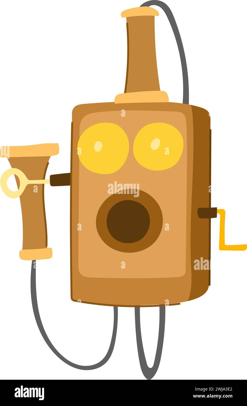 receiver telephone retro cartoon vector illustration Stock Vector Image ...