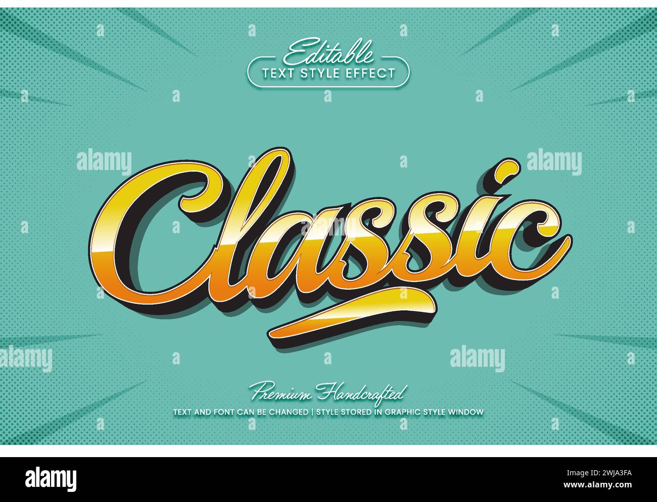 Retro classic 3D vector text effect graphic style. Editable vector ...