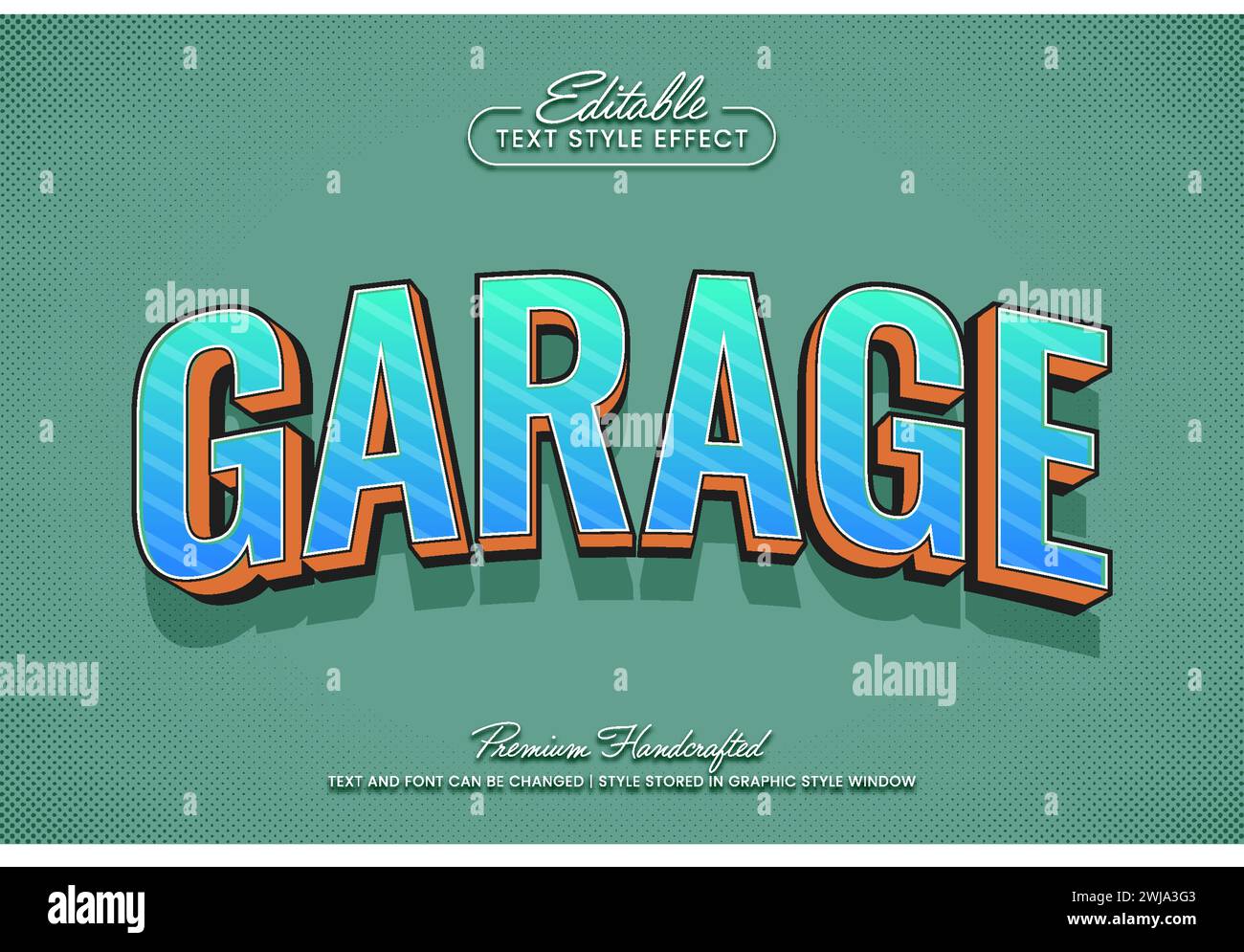 Garage 3D vector text effect retro graphic style. Editable vector ...