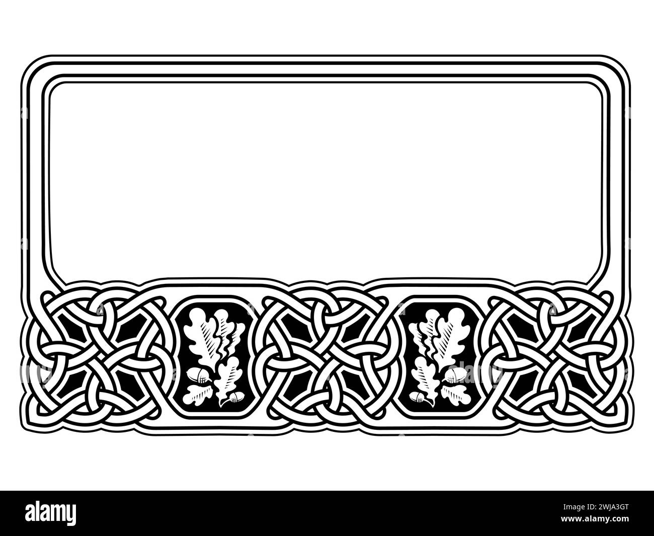 Vintage frame in a retro style. Ancient Scandinavian Celtic wicker ...