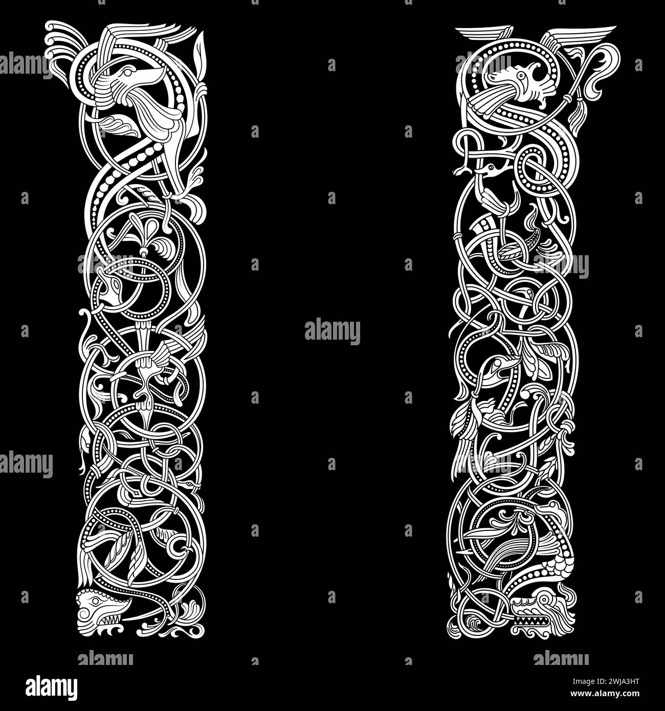 Viking Scandinavian design. Ancient decorative mythical animal in ...