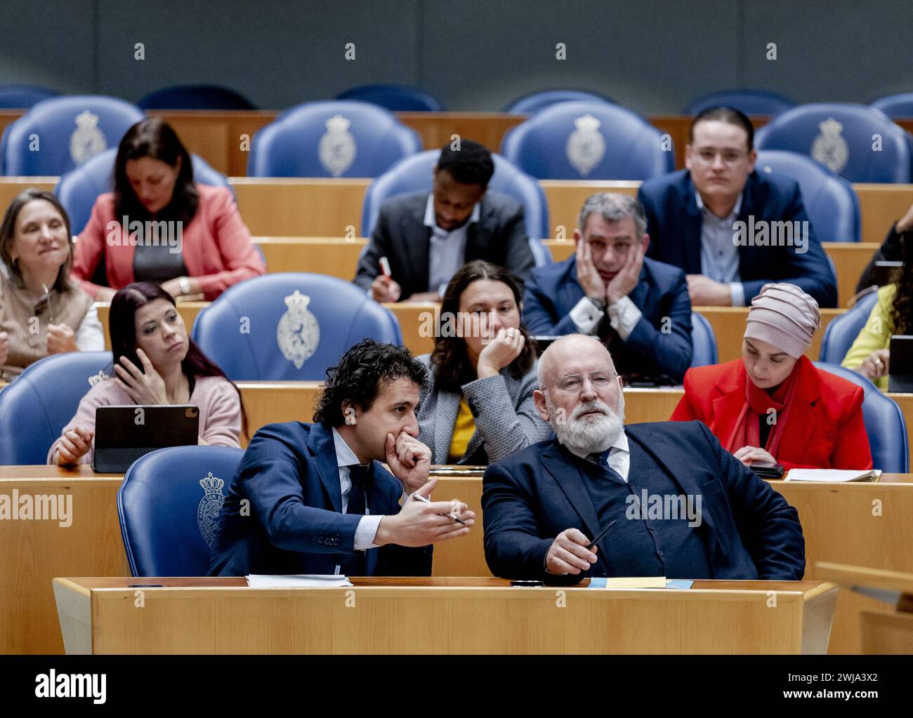 THE HAGUE - Jesse Klaver and Frans Timmermans (GroenLinks/PvdA) listen ...