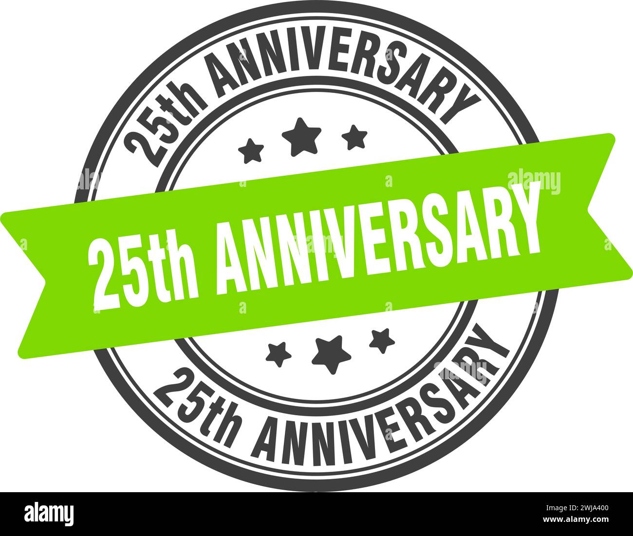 25th anniversary stamp. 25th anniversary round sign. label on ...
