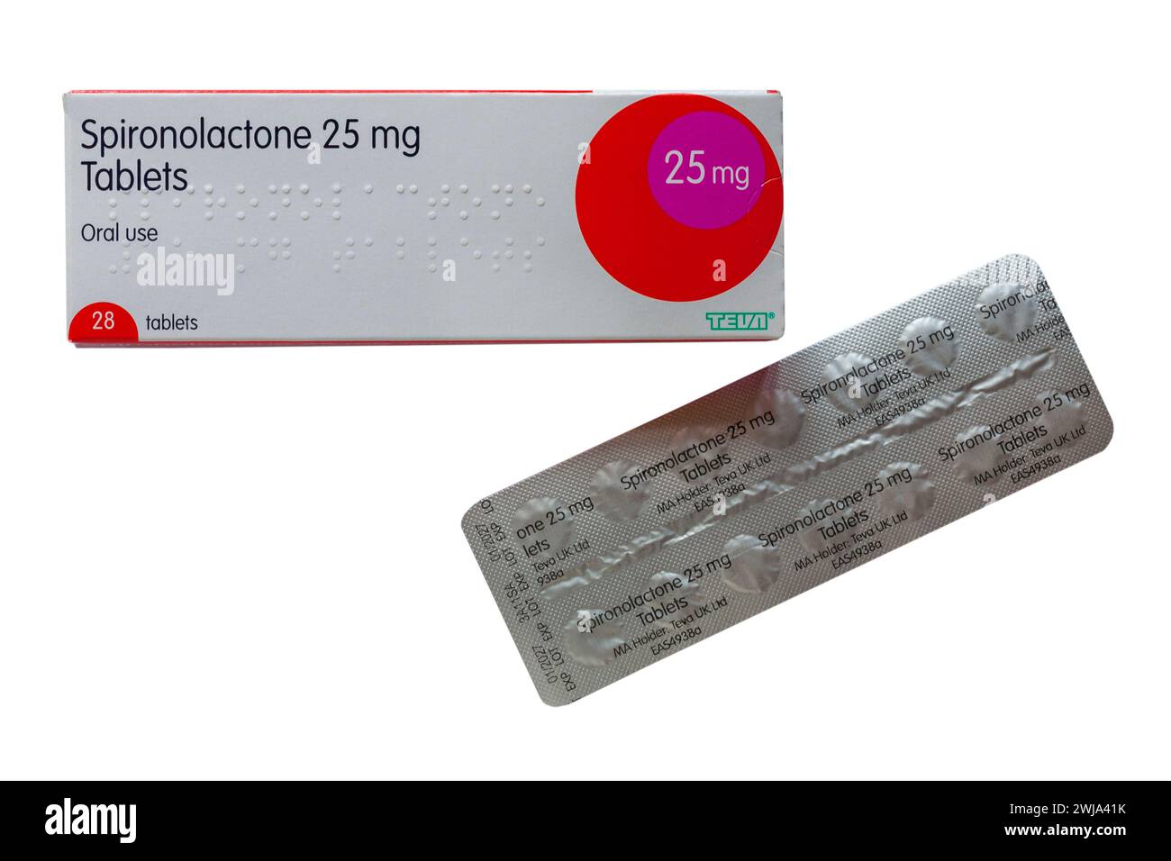 Packet of Spironolactone tablets pack of 28 tablets 25 mg with blister ...