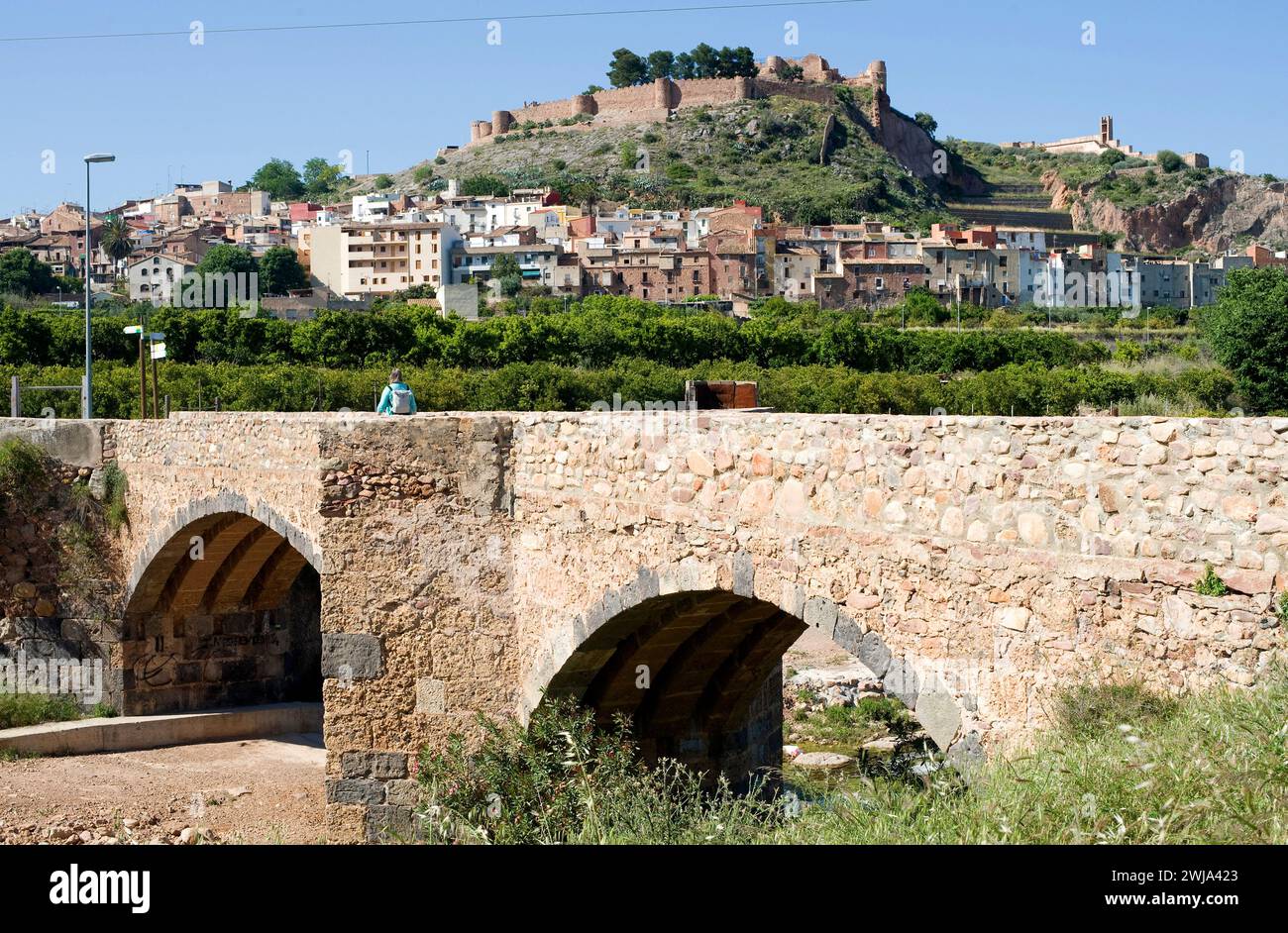Onda, castle and Sonella river. Plana Baixa, Castellon, Comunidad ...