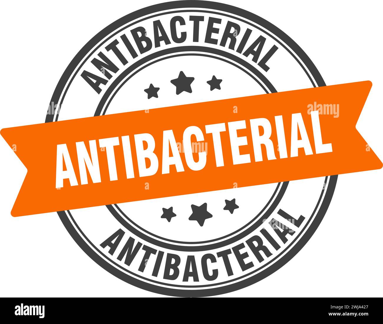 antibacterial stamp. antibacterial round sign. label on transparent ...