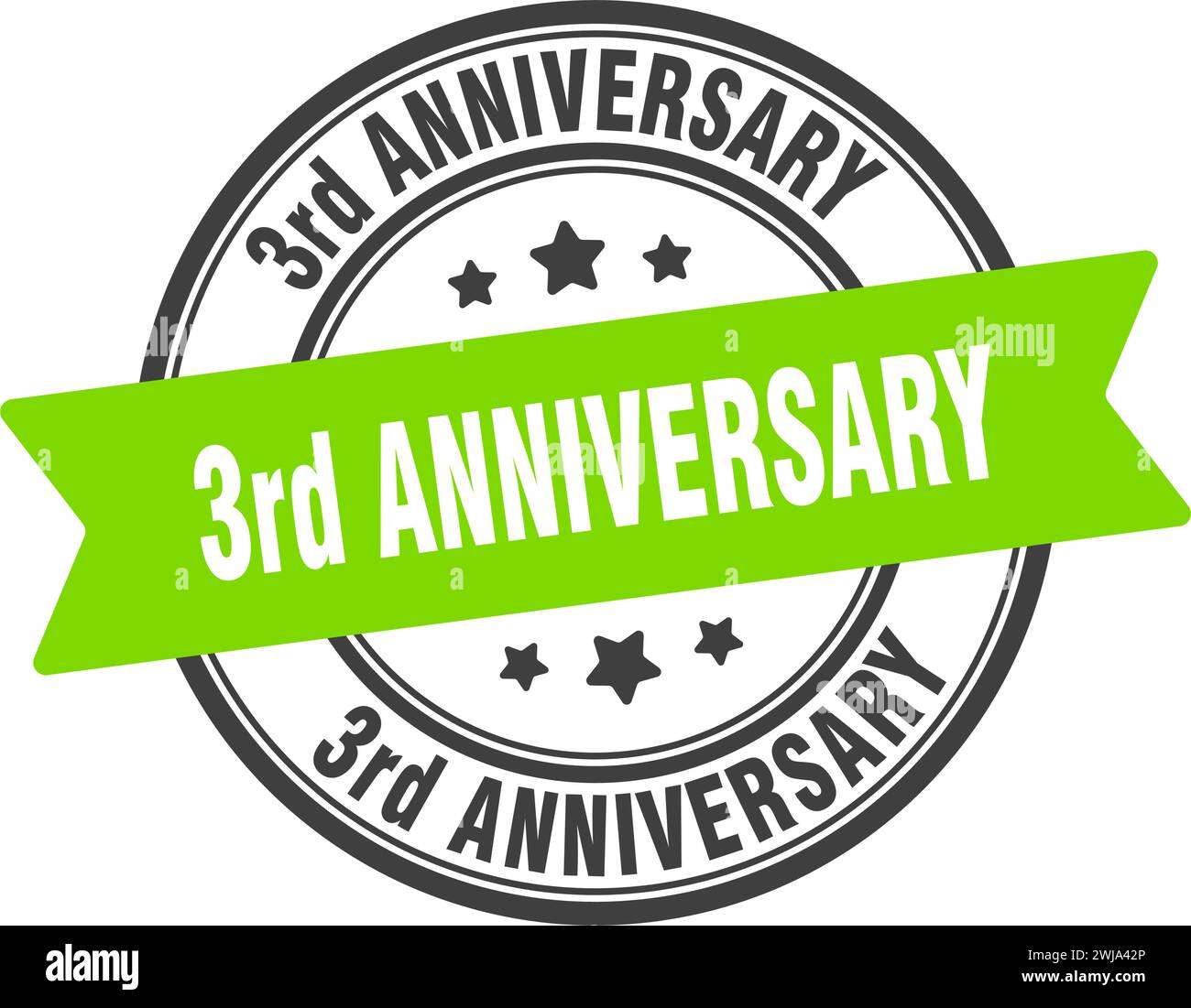 3rd anniversary stamp. 3rd anniversary round sign. label on transparent ...