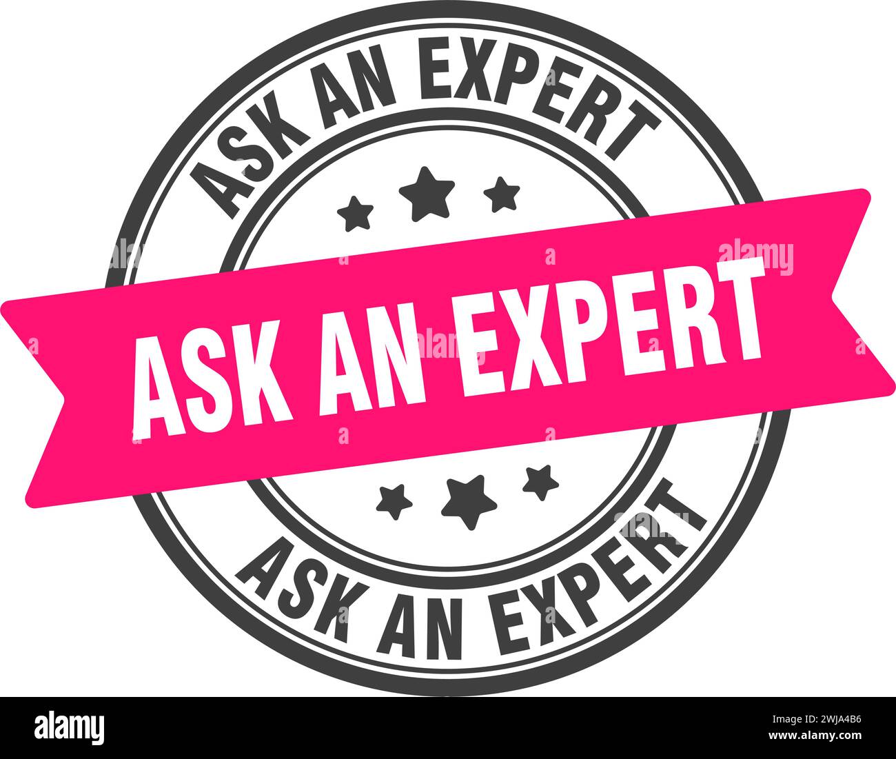 ask an expert stamp. ask an expert round sign. label on transparent ...