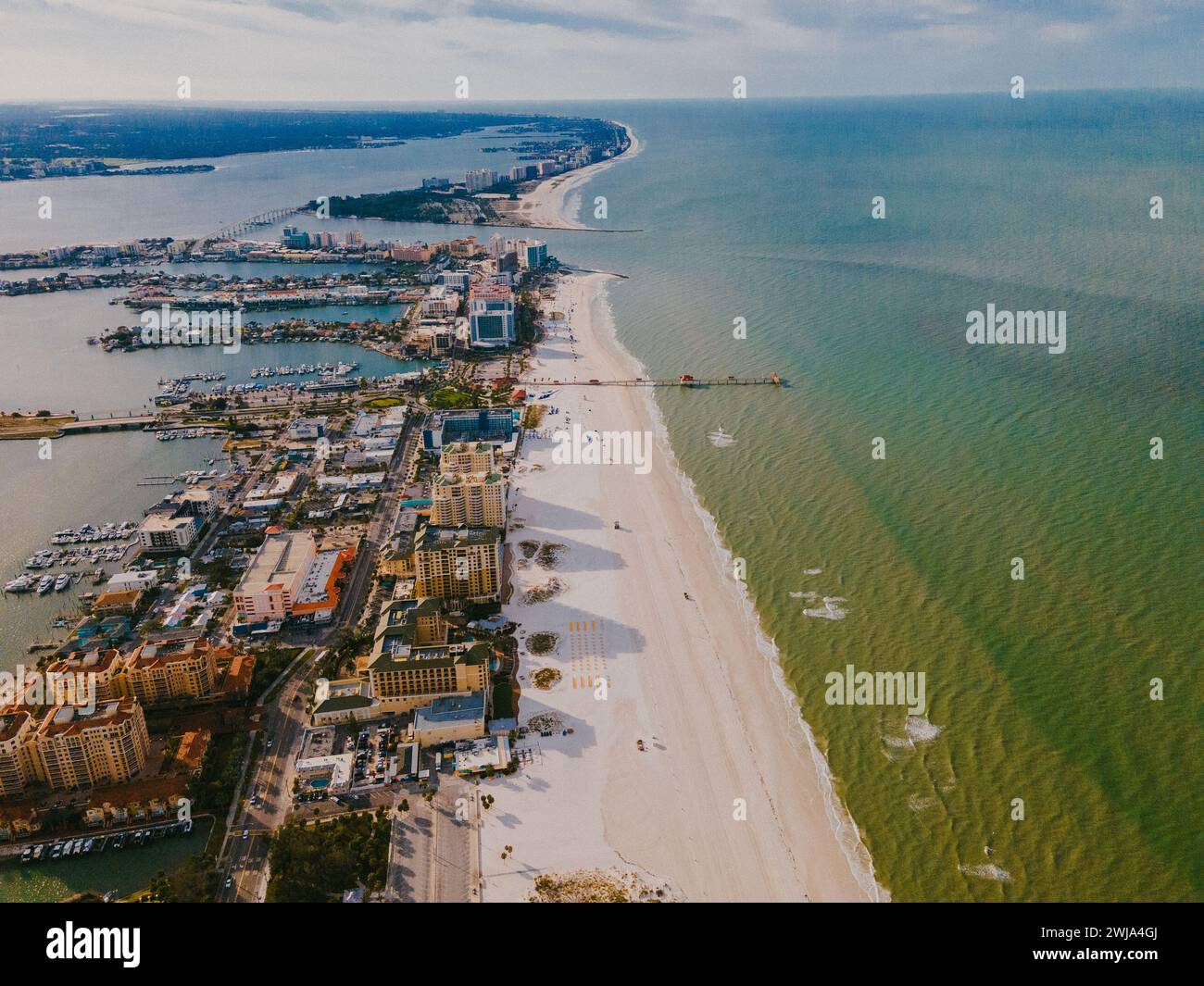 An aerial shot showcasing the beautiful Miami Beach coastline with ...