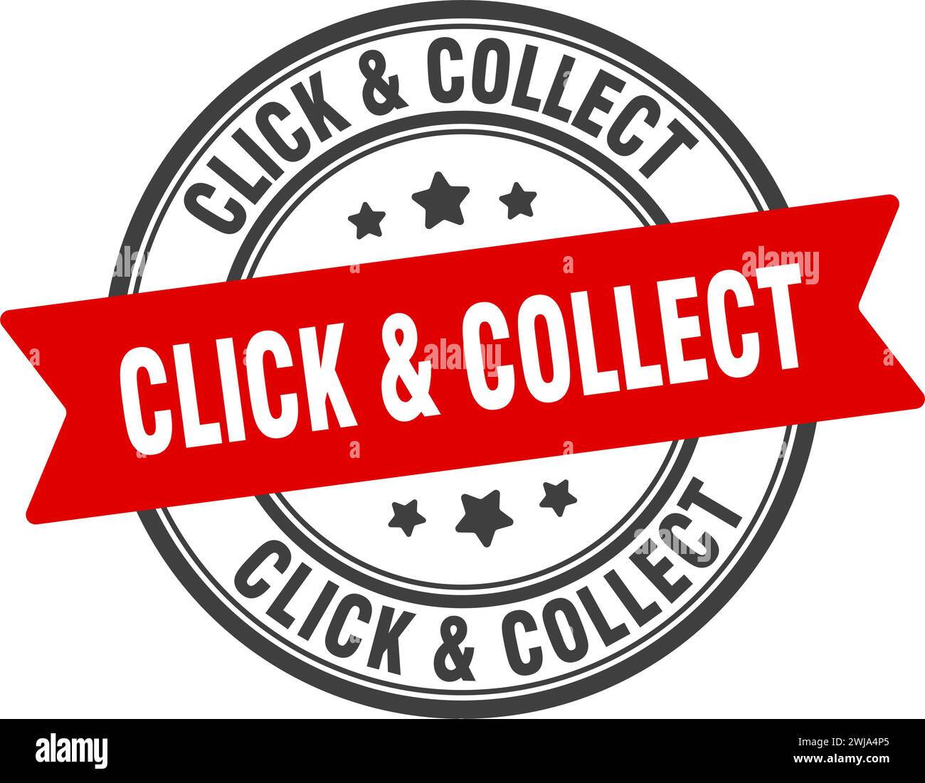 click & collect stamp. click & collect round sign. label on transparent ...