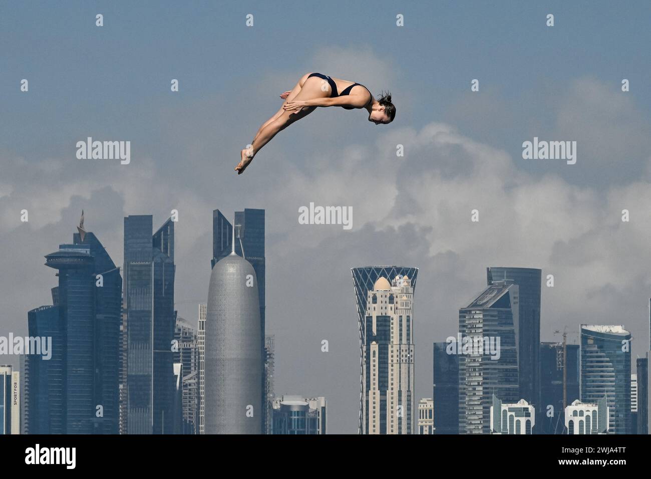 Doha, Qatar. 14th Feb, 2024. Elisa Cosetti of Italy trains before the ...