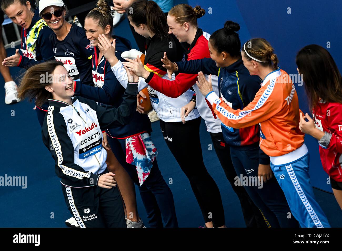 Doha, Qatar. 14th Feb, 2024. Elisa Cosetti of Italy prepares to compete ...