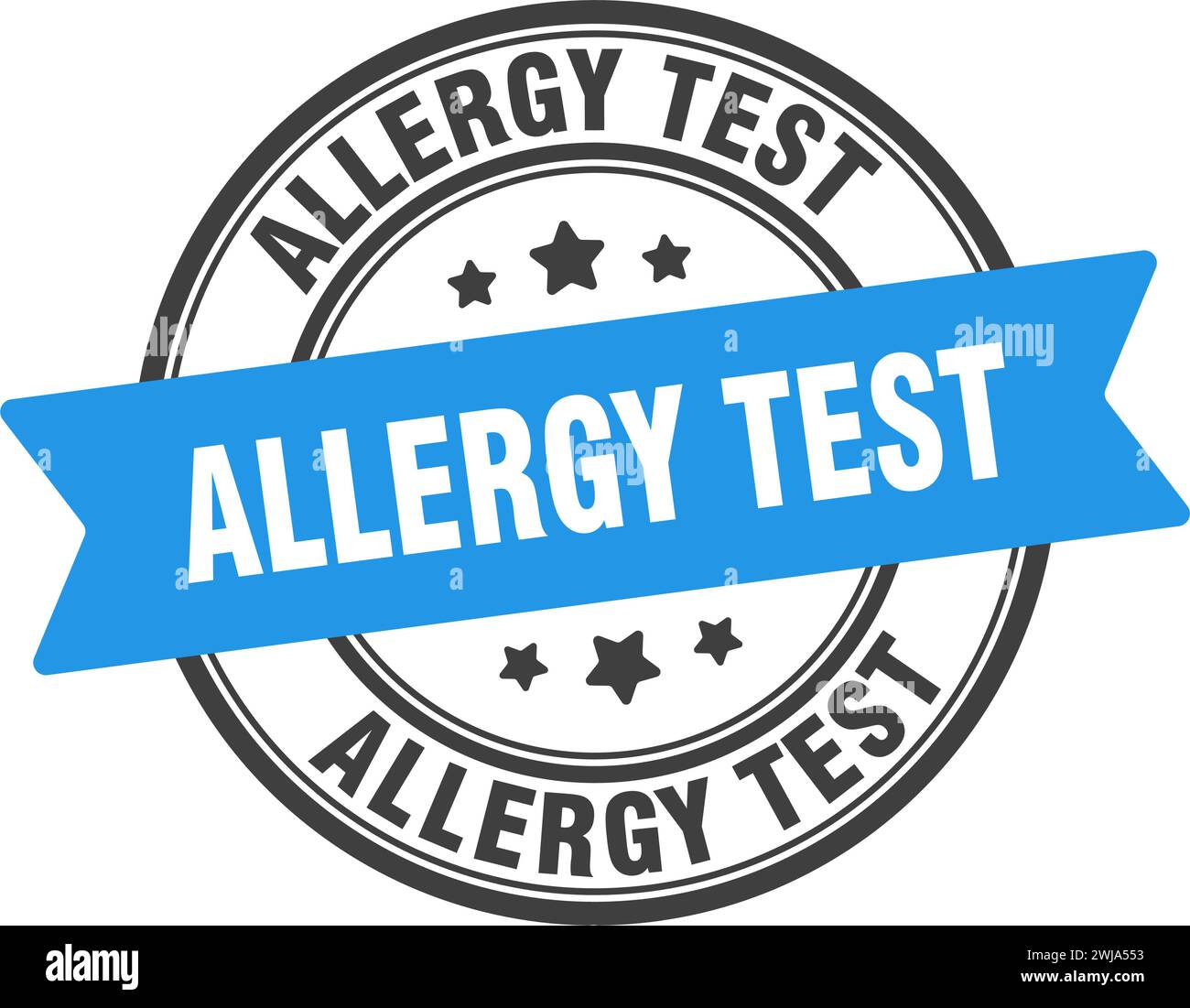 allergy test stamp. allergy test round sign. label on transparent ...