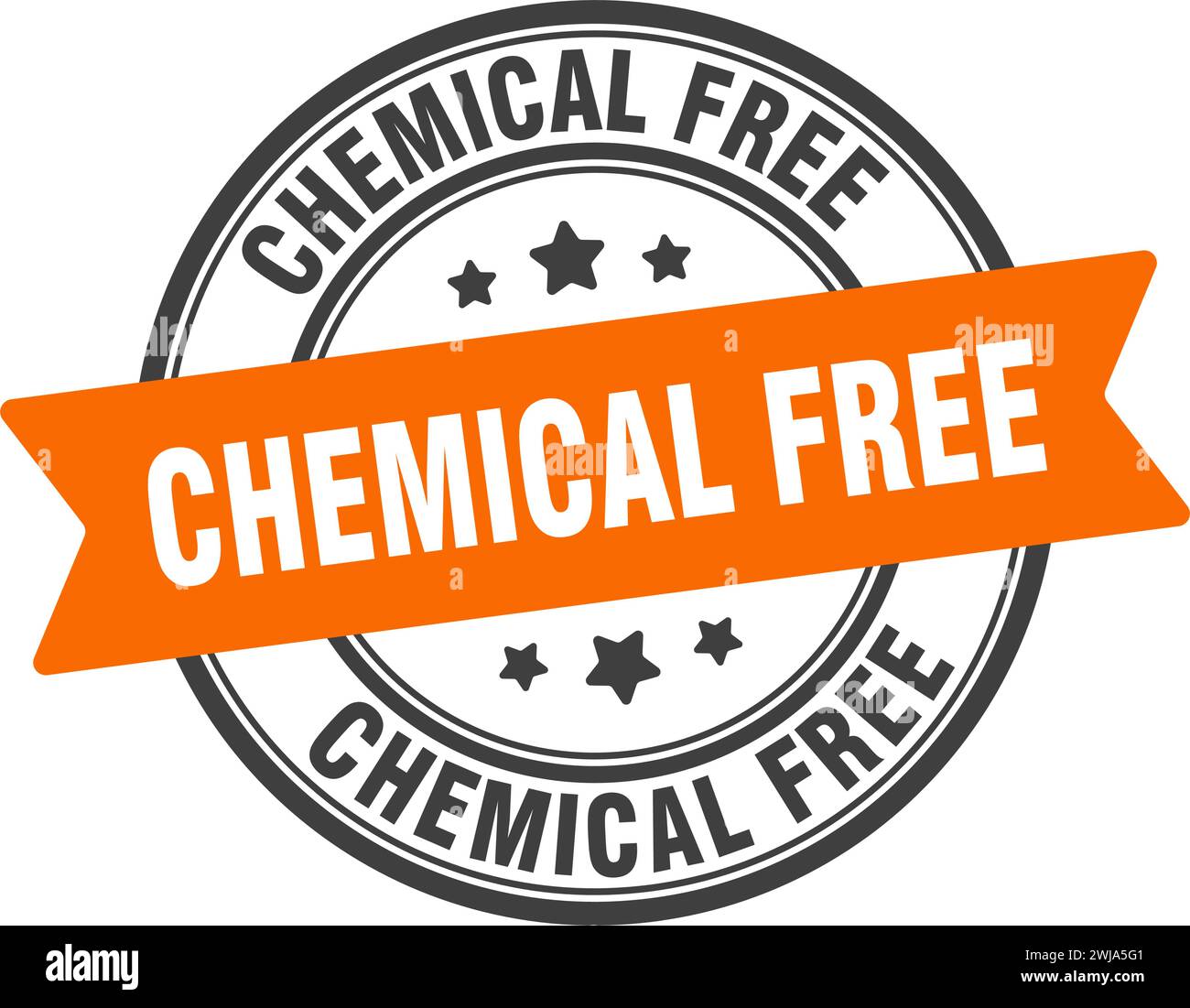 chemical free stamp. chemical free round sign. label on transparent ...