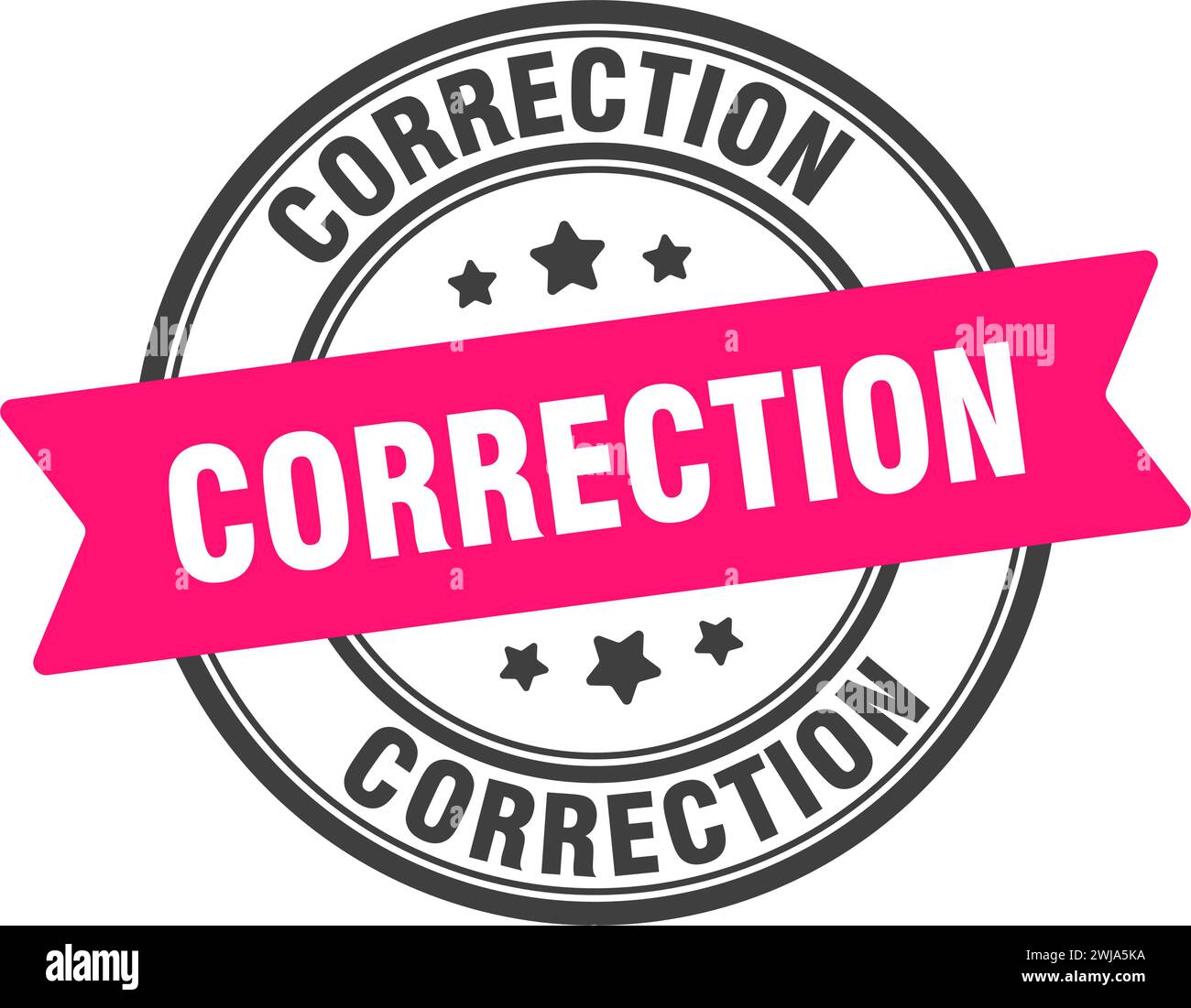 correction stamp. correction round sign. label on transparent ...