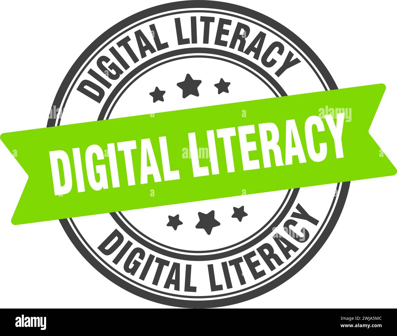 digital literacy stamp. digital literacy round sign. label on ...