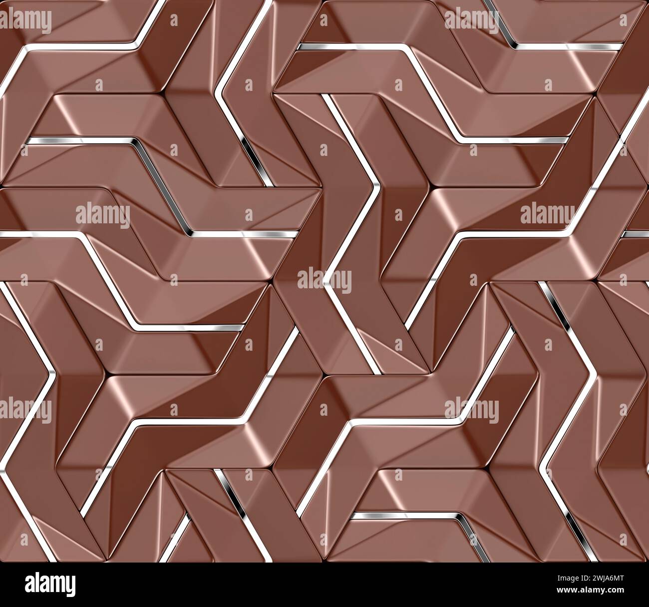 3D wall chokolate color panels with chrome metallic decor with shaded ...