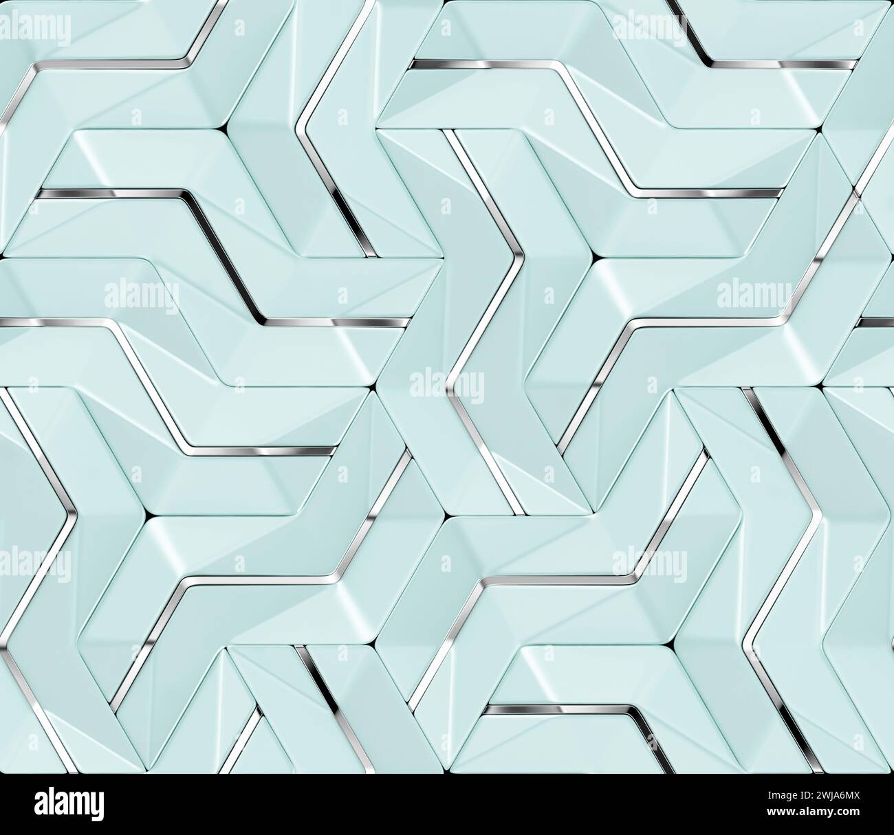 3D wall mint color panels with chrome metallic decor with shaded ...