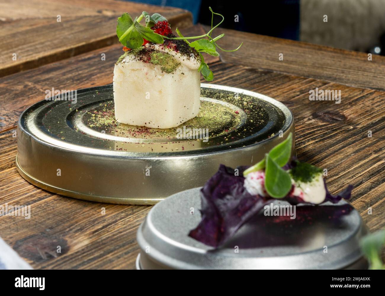 An elegant Michelin star fusion dish from Zermatt, featuring seasonal ...
