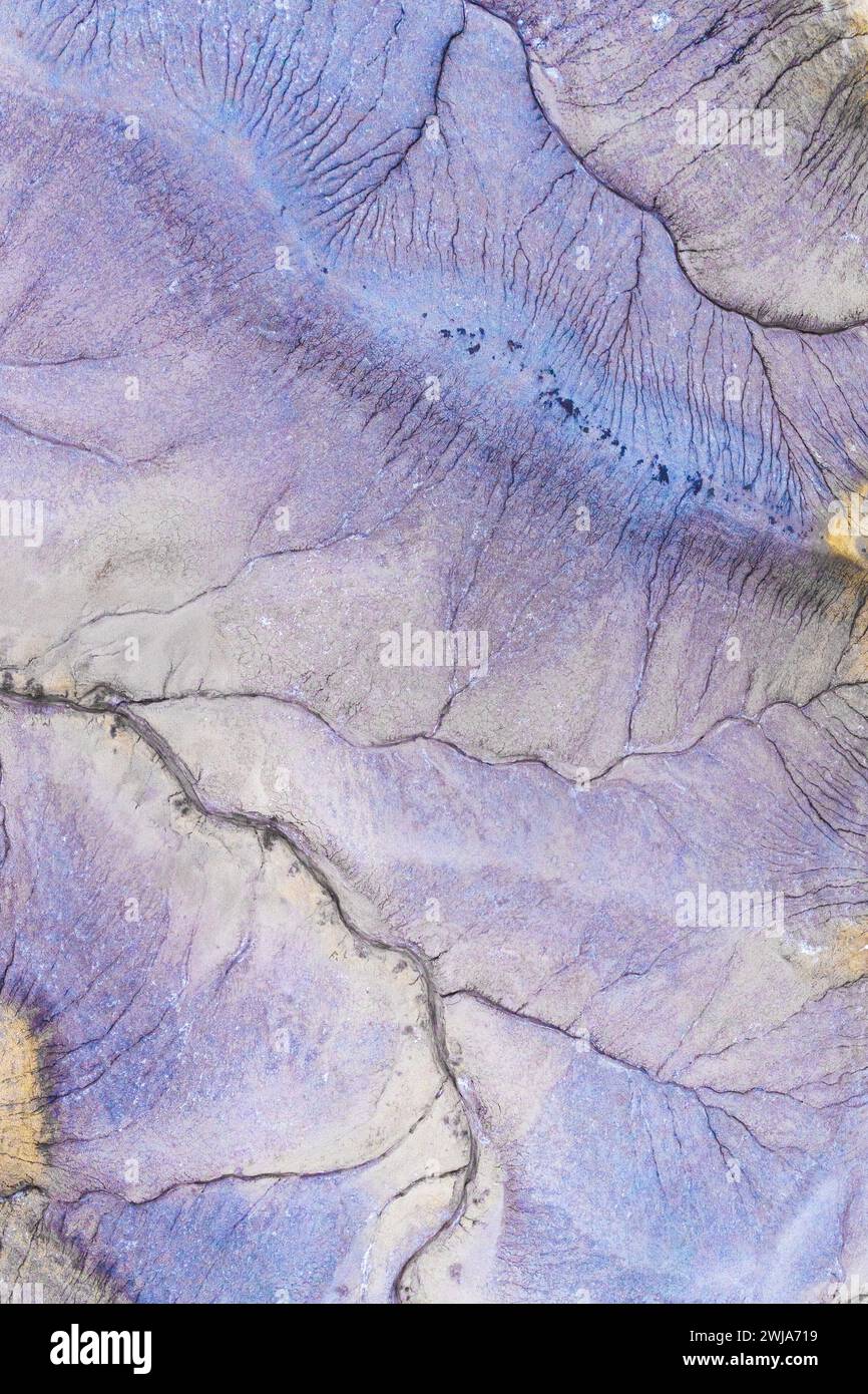 Overhead view of a textured desert landscape in Utah, with a scattering ...