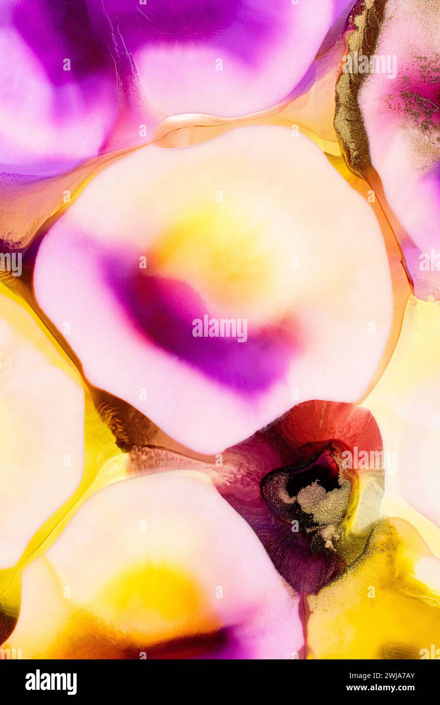 This image captures the intricate details of colorful resin art ...