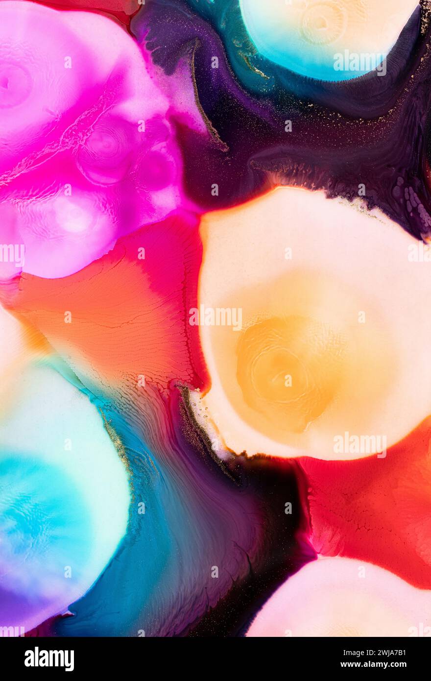 This image captures the intricate details of colorful resin art ...