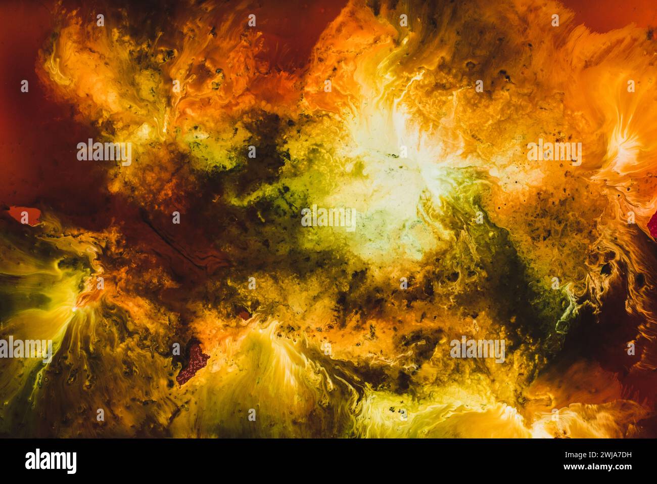 An arresting abstract representation of a fiery explosion with a blend ...