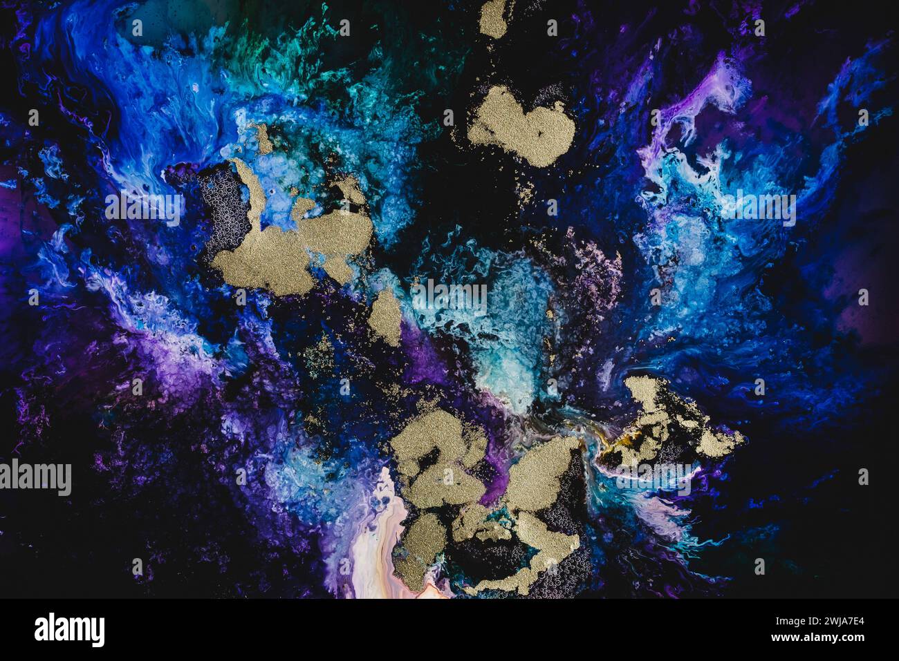 Abstract and vibrant underwater scene with light reflections creating a ...