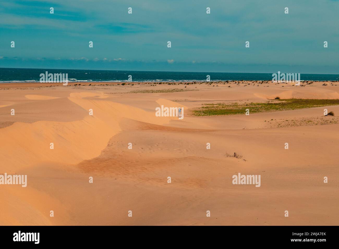 A tourist walking on the sand dunes at Mambrui Sand dunes in Mambrui ...
