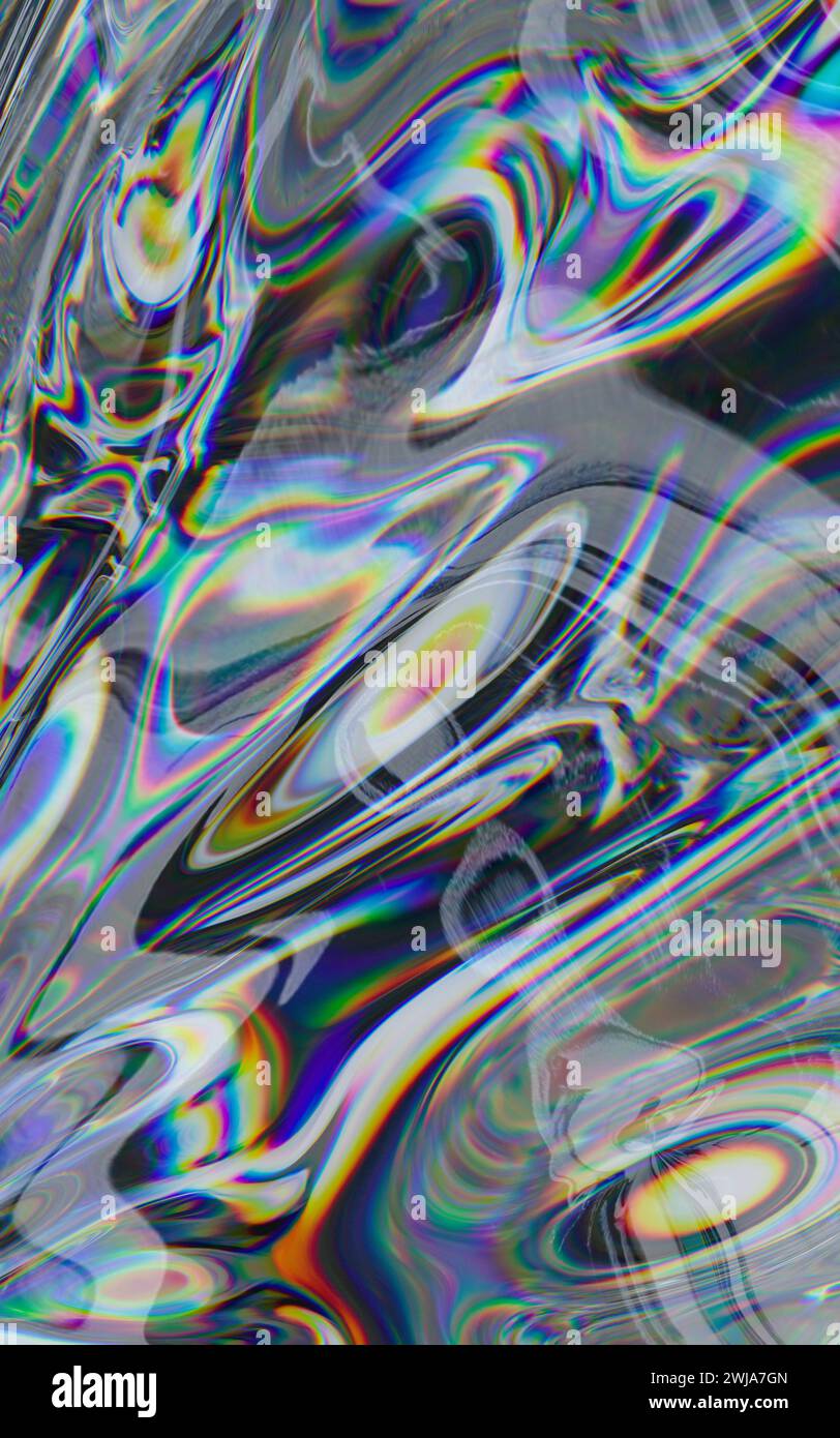 A digital abstract with swirling patterns and rainbow hues creates a ...