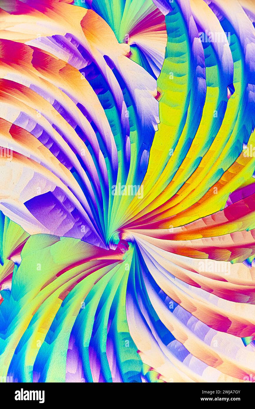 A stunning microscopic shot of salicylic acid crystals fanning out in a ...