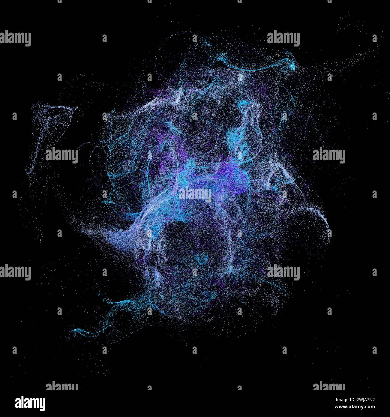 Ethereal blue and purple nebula-like cloud composed of sparkling ...