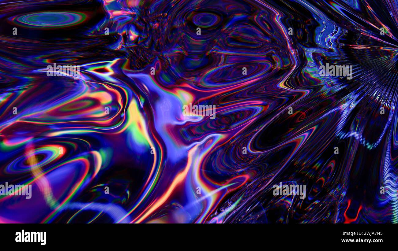 Psychedelic swirls of neon colors captured in a 3D refraction through ...