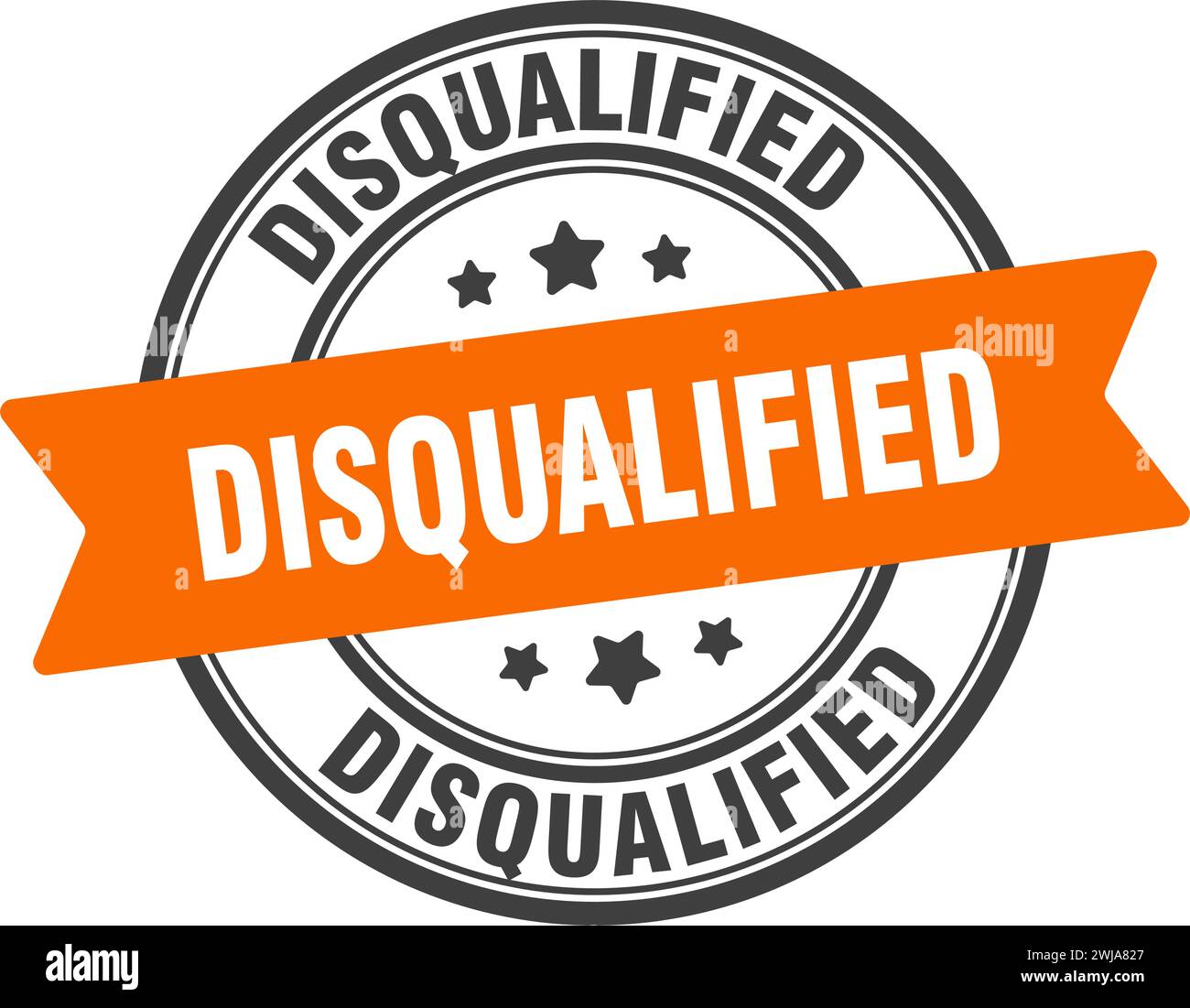 disqualified stamp. disqualified round sign. label on transparent ...