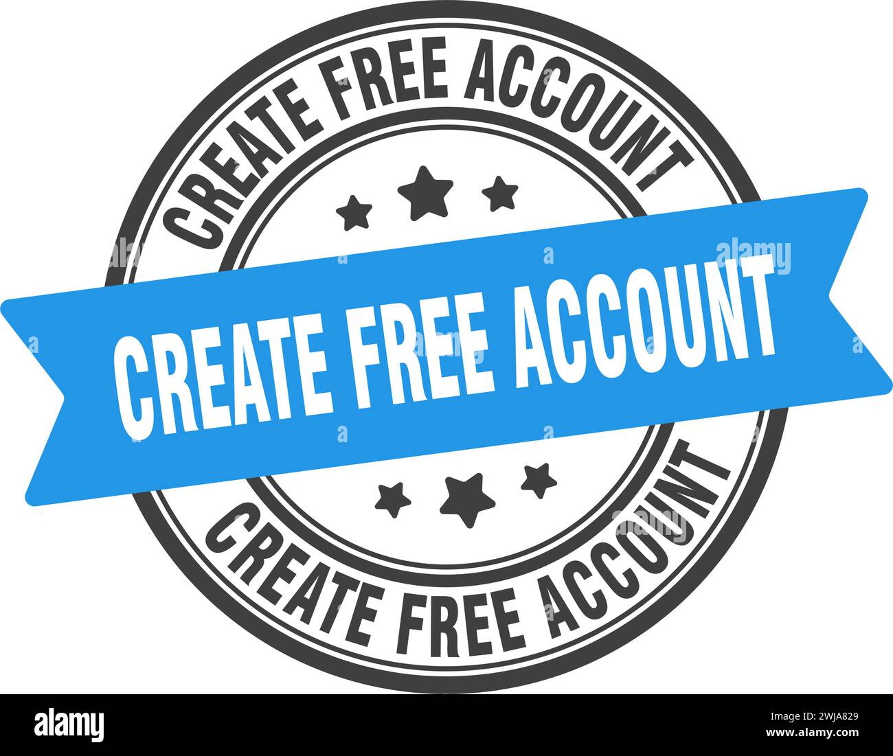 create free account stamp. create free account round sign. label on ...