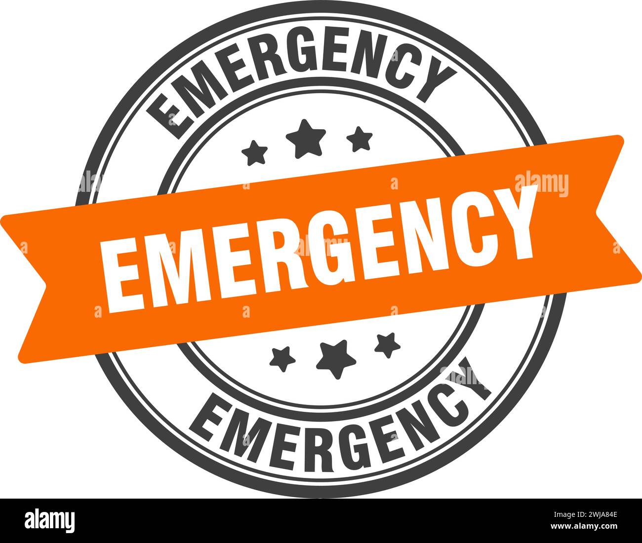 emergency stamp. emergency round sign. label on transparent background ...