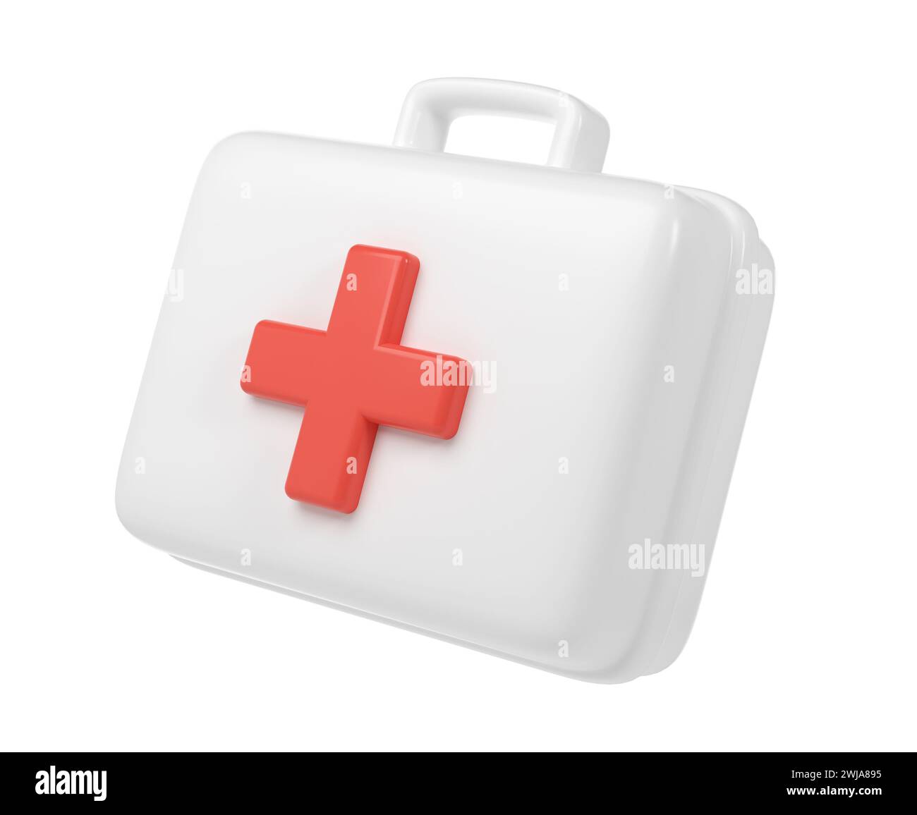 3d rendering of first aid medical box with red cross icon. Healthcare ...