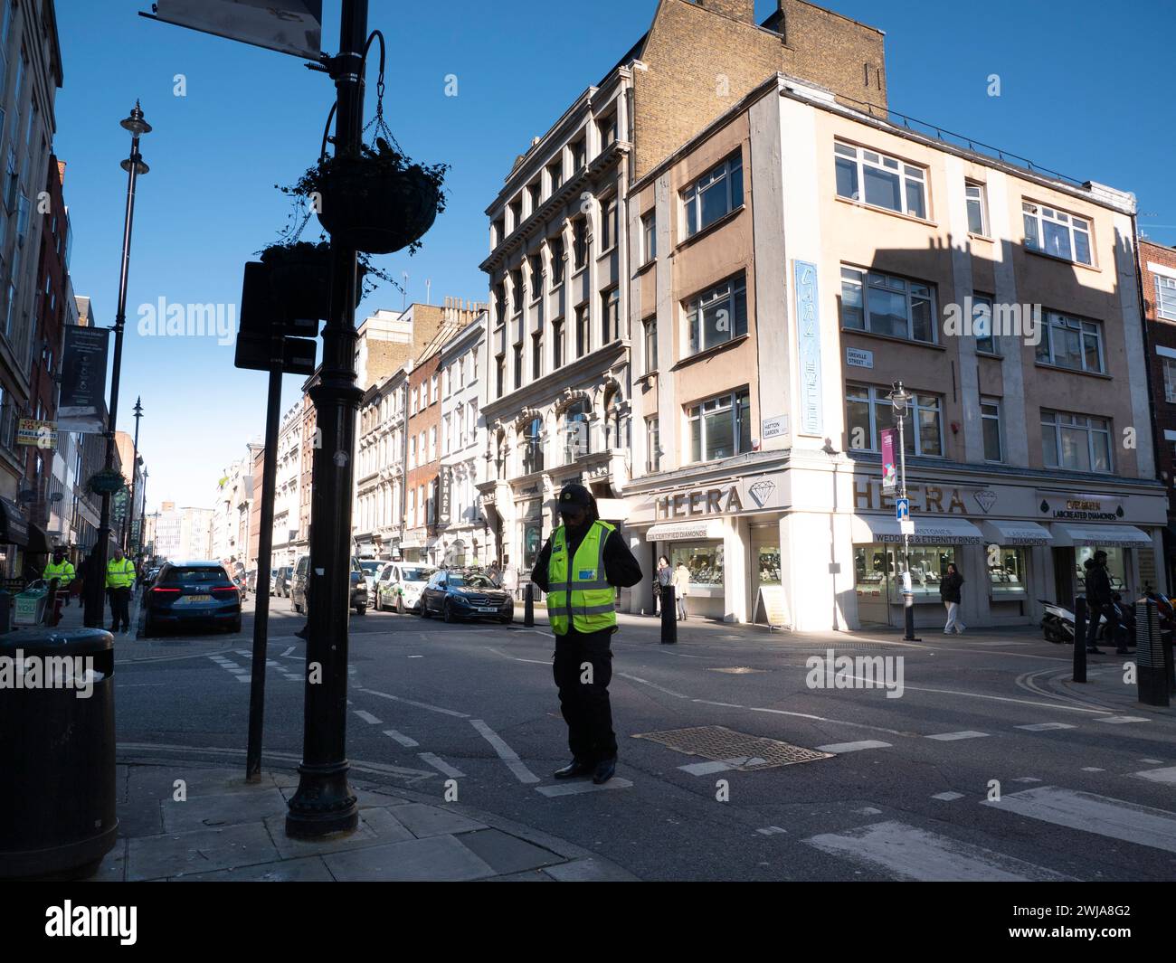 Community safety officers in Hatton Garden, London, UK. Hatton Garden ...