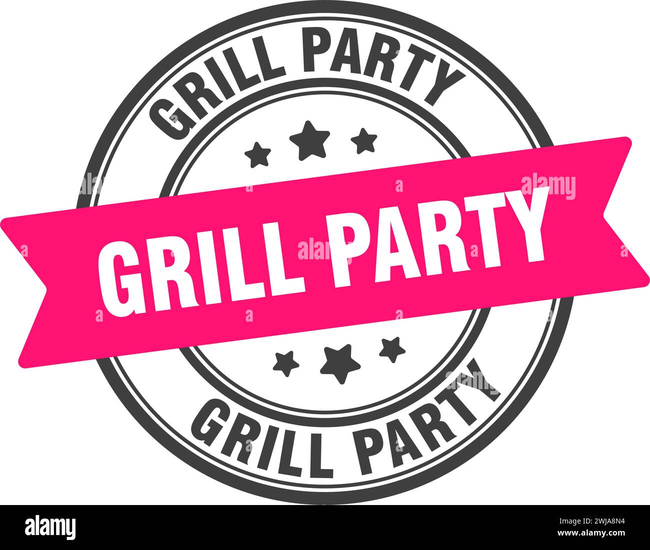 grill party stamp. grill party round sign. label on transparent ...