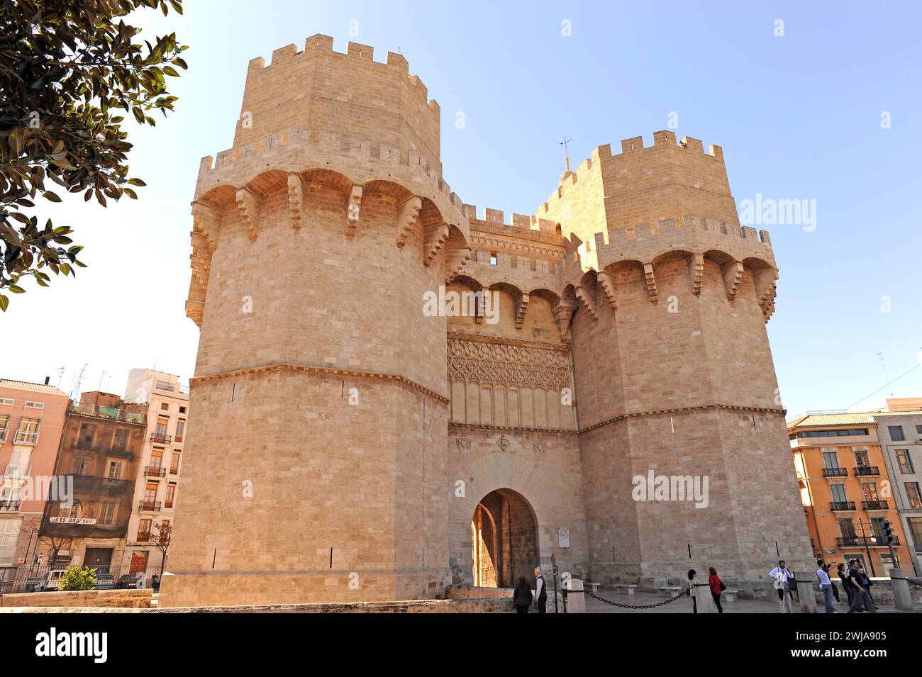 Valencia, Torres de Serranos (14th century). Gate of old medieval wall ...