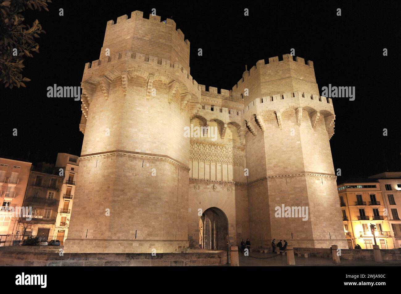 Valencia, Torres de Serranos (14th century). Gate of old medieval wall ...