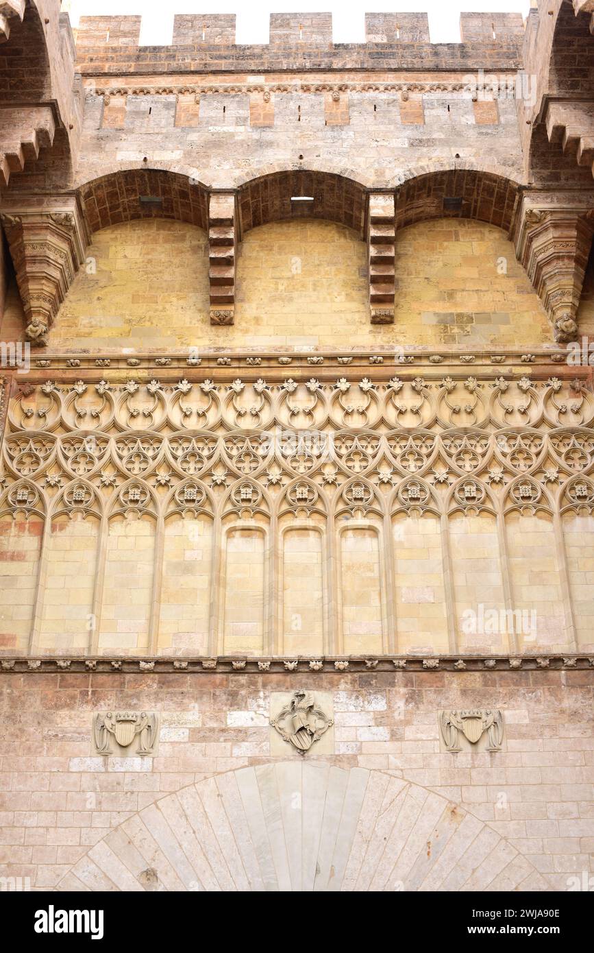 Valencia, Torres de Serranos (14th century). Gate of old medieval wall ...